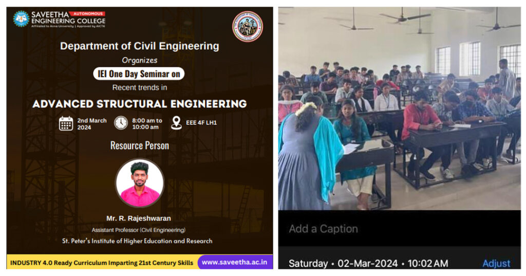 ADVANCED STRUCTURAL ENGINEERING SEMINAR - Saveetha Engineering College