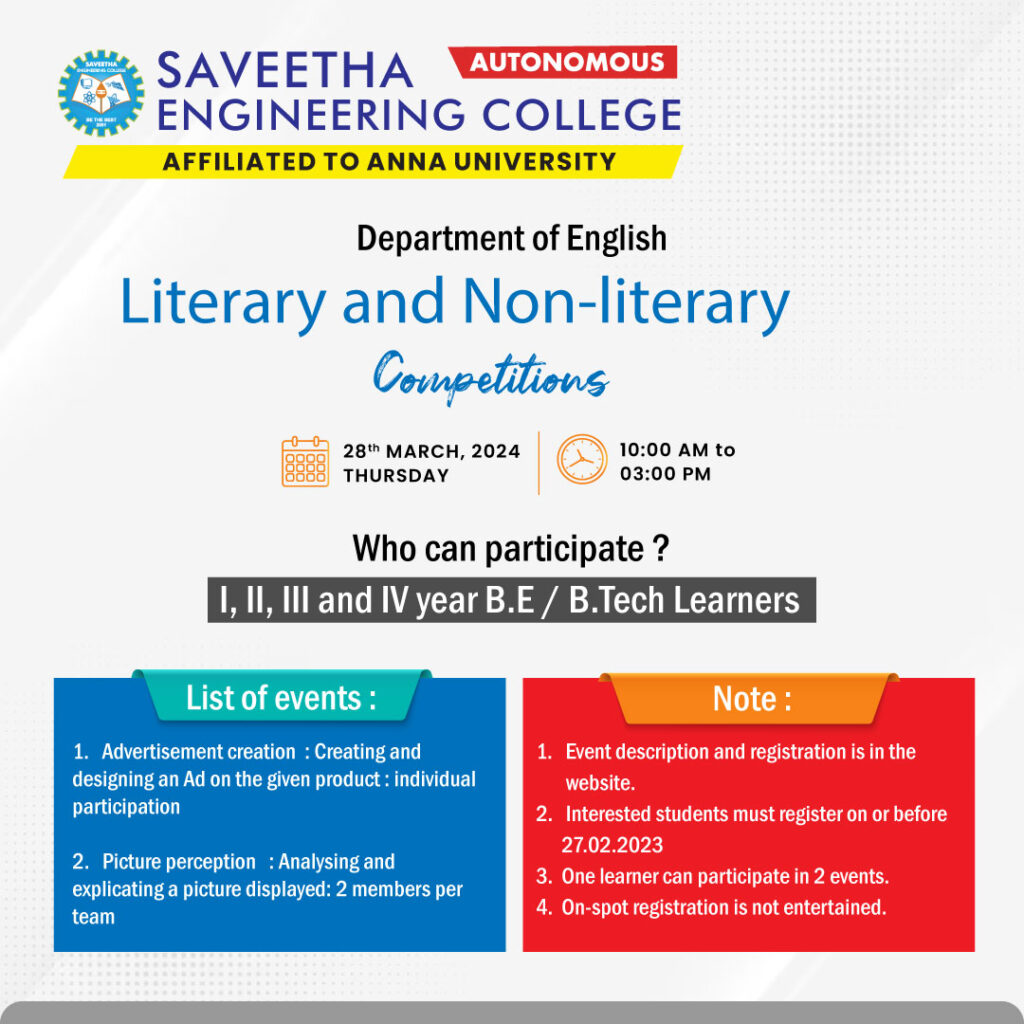 Literary and Non – literary Competition - Saveetha Engineering College