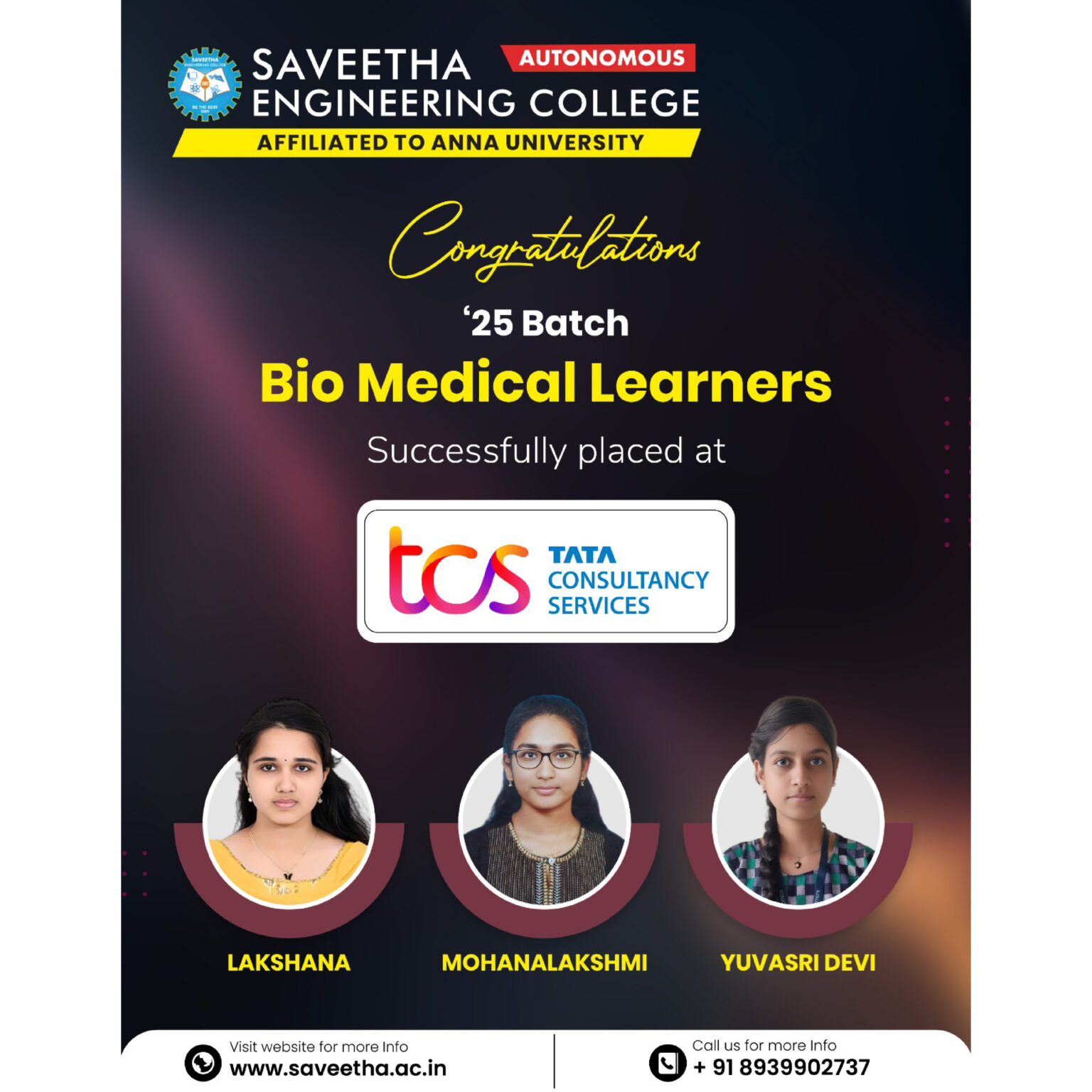 From Campus to Career: Bio Medical ’25 Batch Shines! - Saveetha ...
